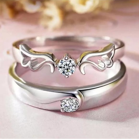 Jewelry | 2pcs Sterling Silver Angel Wings Matching Couple Rings | Poshmark